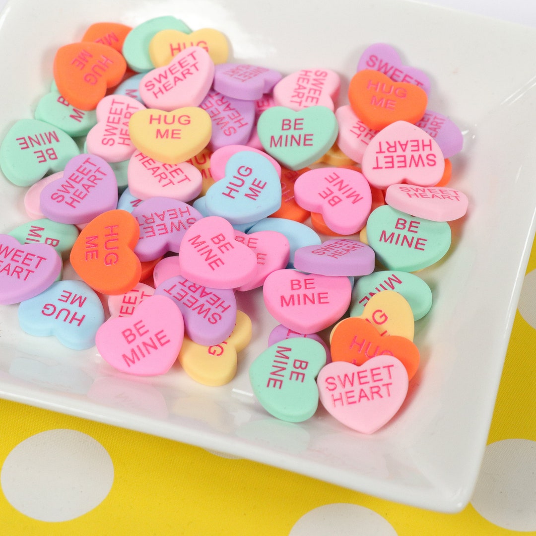 Conversation Hearts, Resin Valentines Day Heart Slices, Resin Charms ...