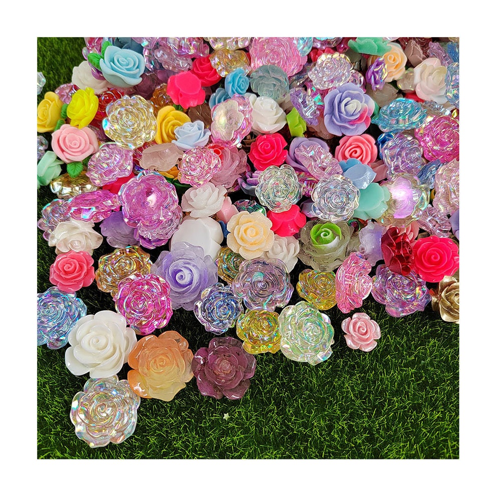 6 Assorted Flatback Flower Resin Cabachon, Flower Cabachon, Flower ...