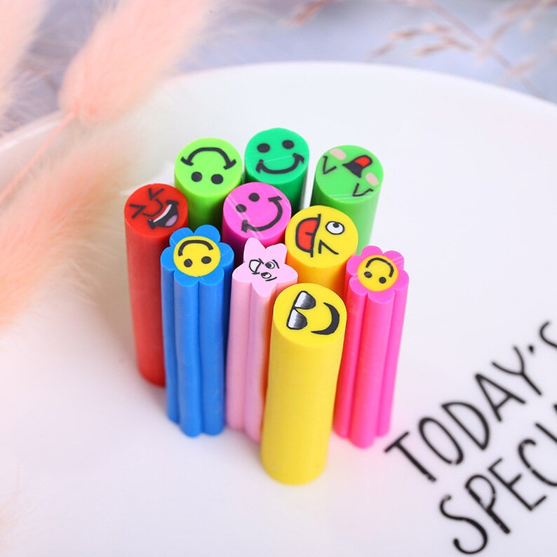 10 Polymer Clay Smiley Face Canes Slices, 50mm X 10mm - Etsy
