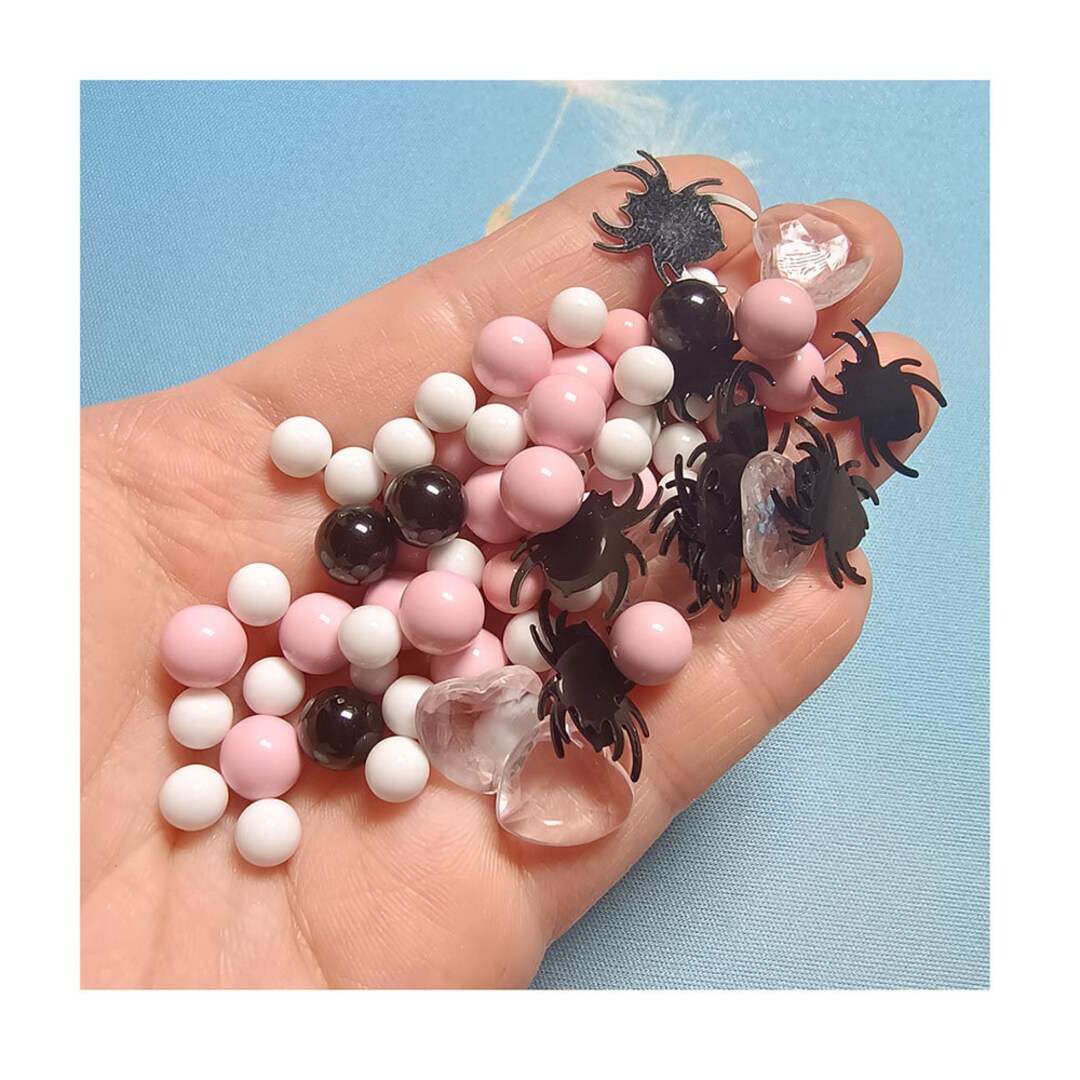 Spiders Crystal Hearts Halloween Polymer Sprinkles Mix, Spooky Faux ...