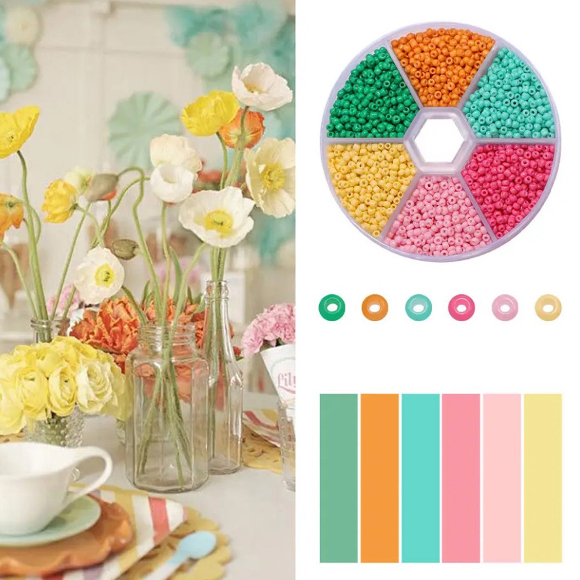 3mm Glass Seed Beads Assortment, Bead Kit, Jewelry Making Set, 1800 ...