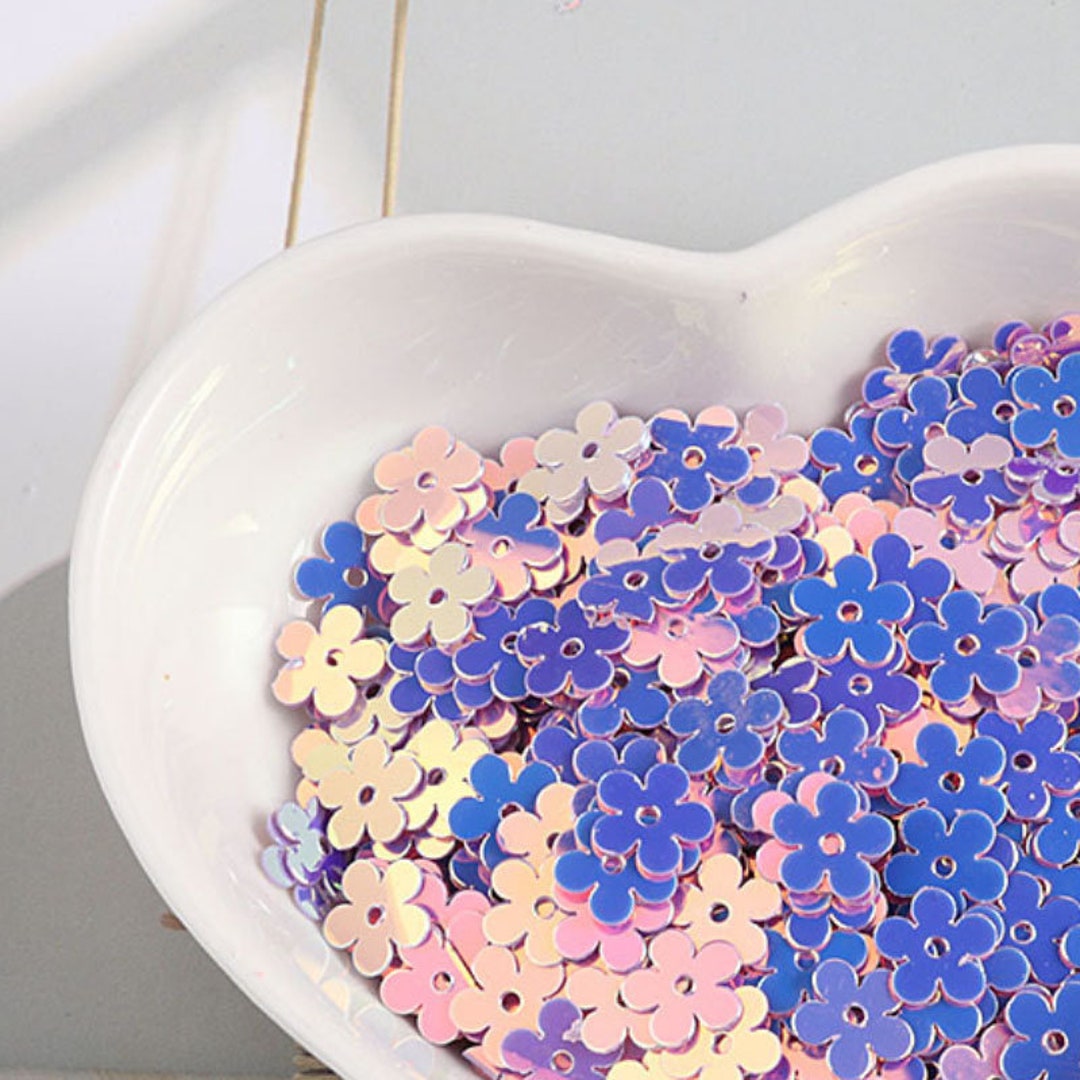 Chunky Purple Iridescent Flower Shape Glitter, Holo Glitter, Blue Color ...