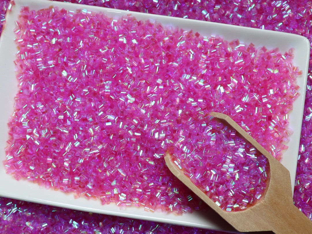 Hot Pink Iridescent Crispy Bingsu Beads for Crunchy Slime, Straw Beads ...