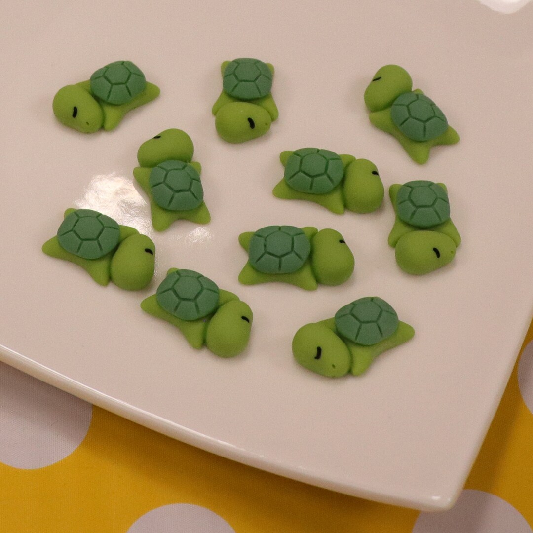 3 Kawaii Sleeping Turtle Cabochons, Flat Back Resin Cabachon, Hard ...