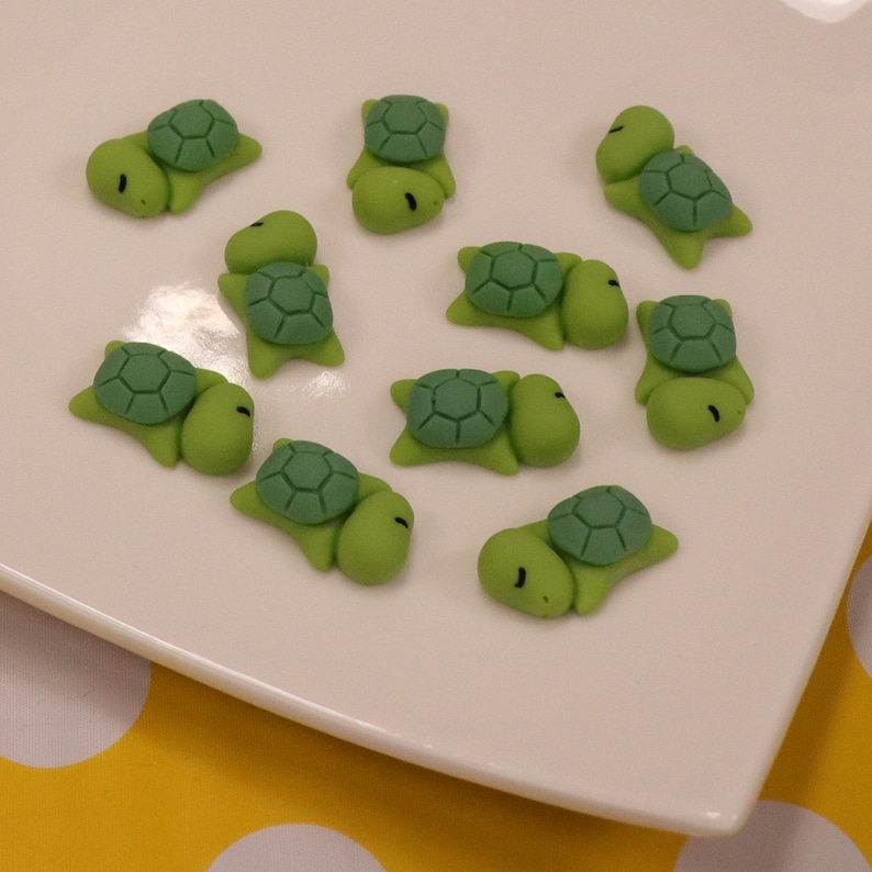 3 Kawaii Sleeping Turtle Cabochons, Flat Back Resin Cabachon, Hard ...