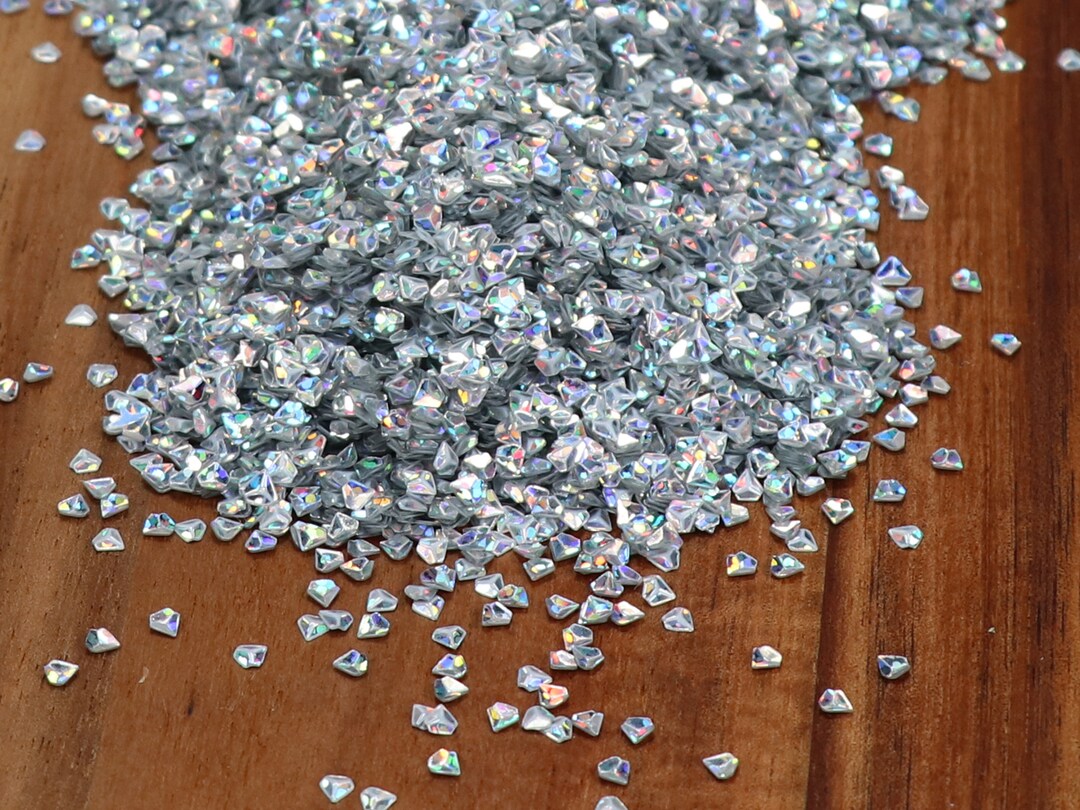 Silver Iridescent Triangle Shape Glitter, Diamond Pyramid Glitter, 3D ...