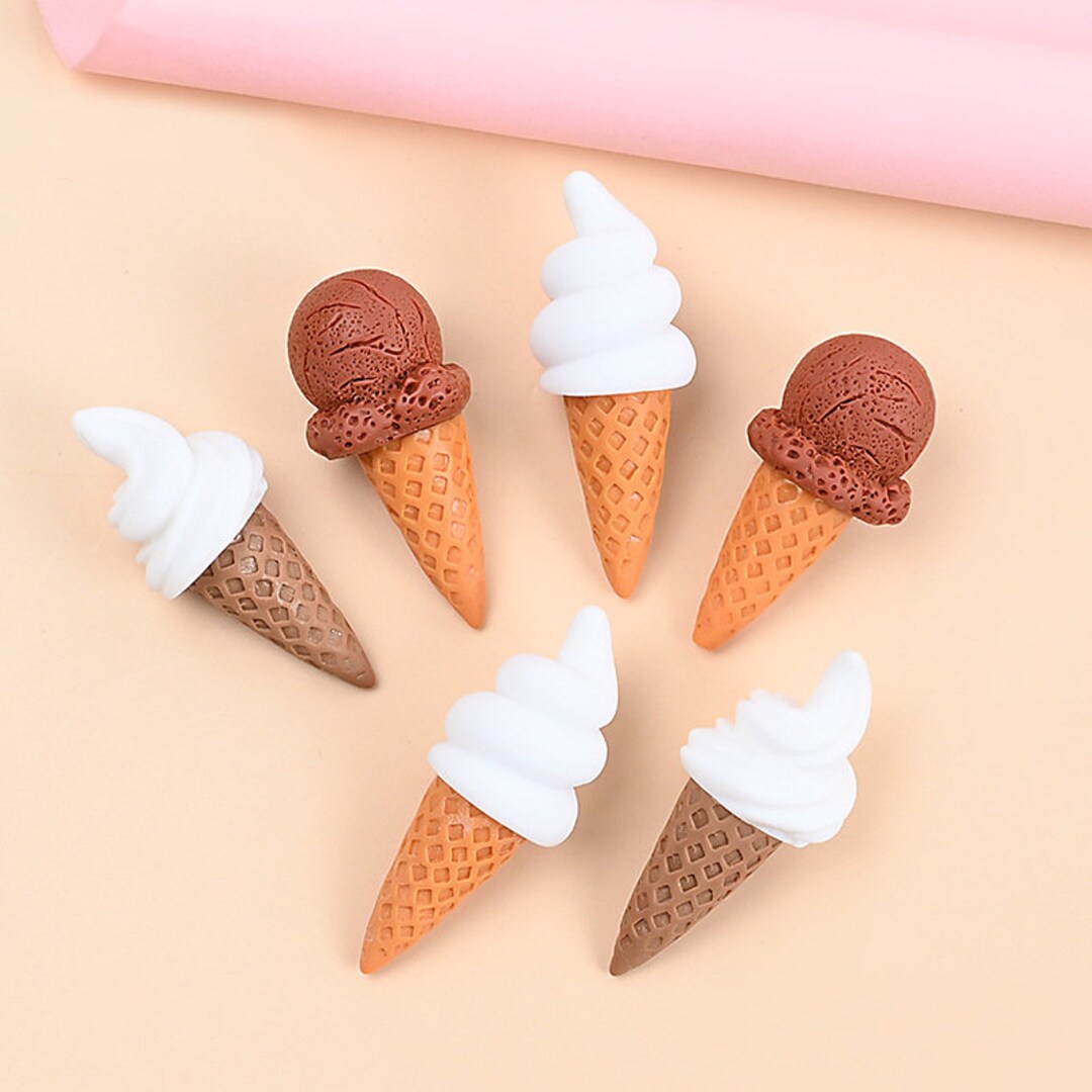 4pcs Mini Ice Cream Cones, Mini Vanilla Cone, Mini Chocolate Cone ...