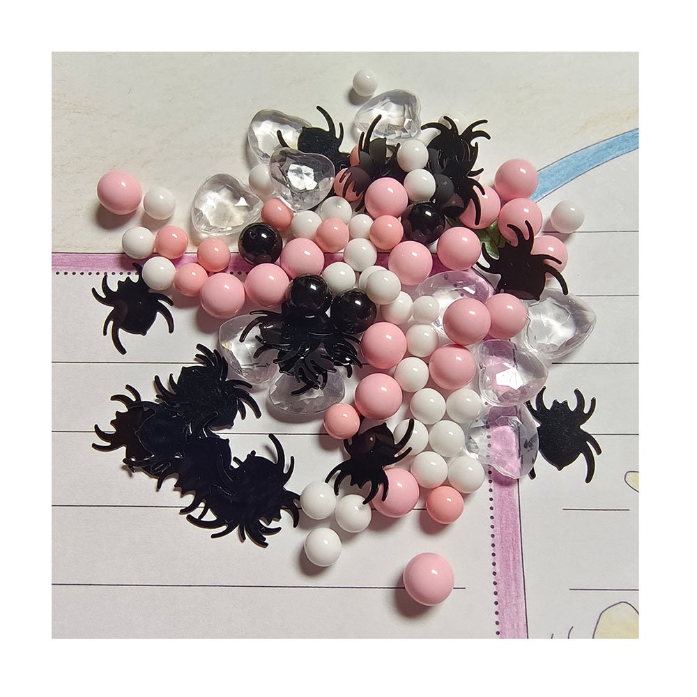 Spiders Crystal Hearts Halloween Polymer Sprinkles Mix, Spooky Faux ...
