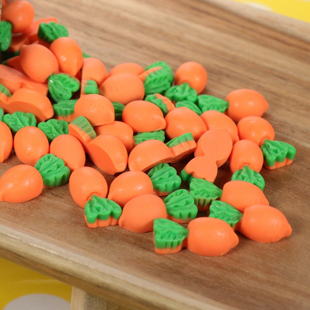 6 Kawaii Carrot Cabochons, Fake Carrot, Resin Food, Doll House Food ...