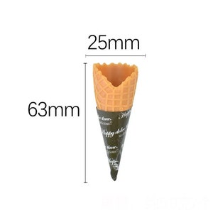 10 Waffle Ice Cream Cones, Fake Silicone Soft Charms, Cabochons ...