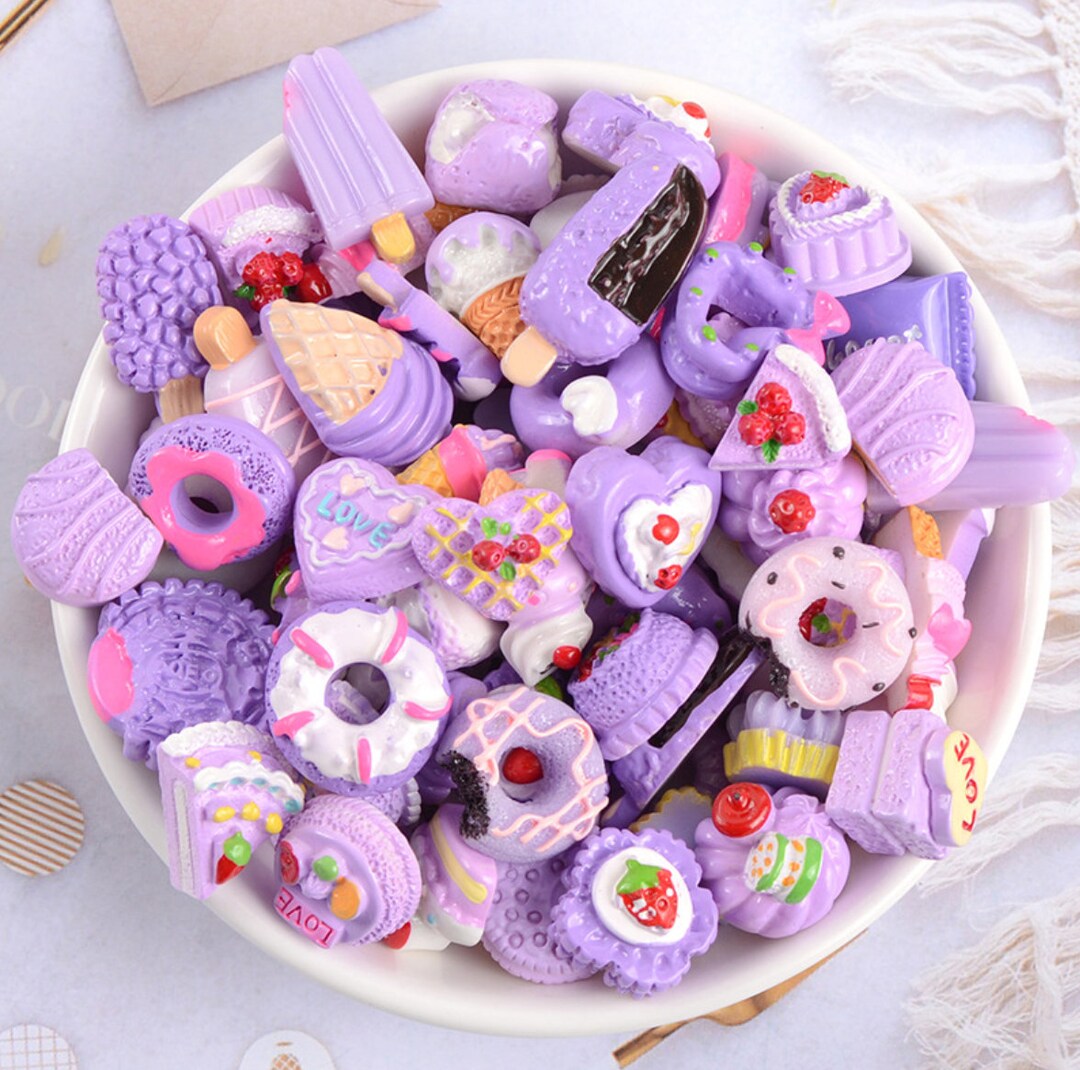 Assorted Purple Sweets/food/character Cabochons Mix, Dollhouse Food ...