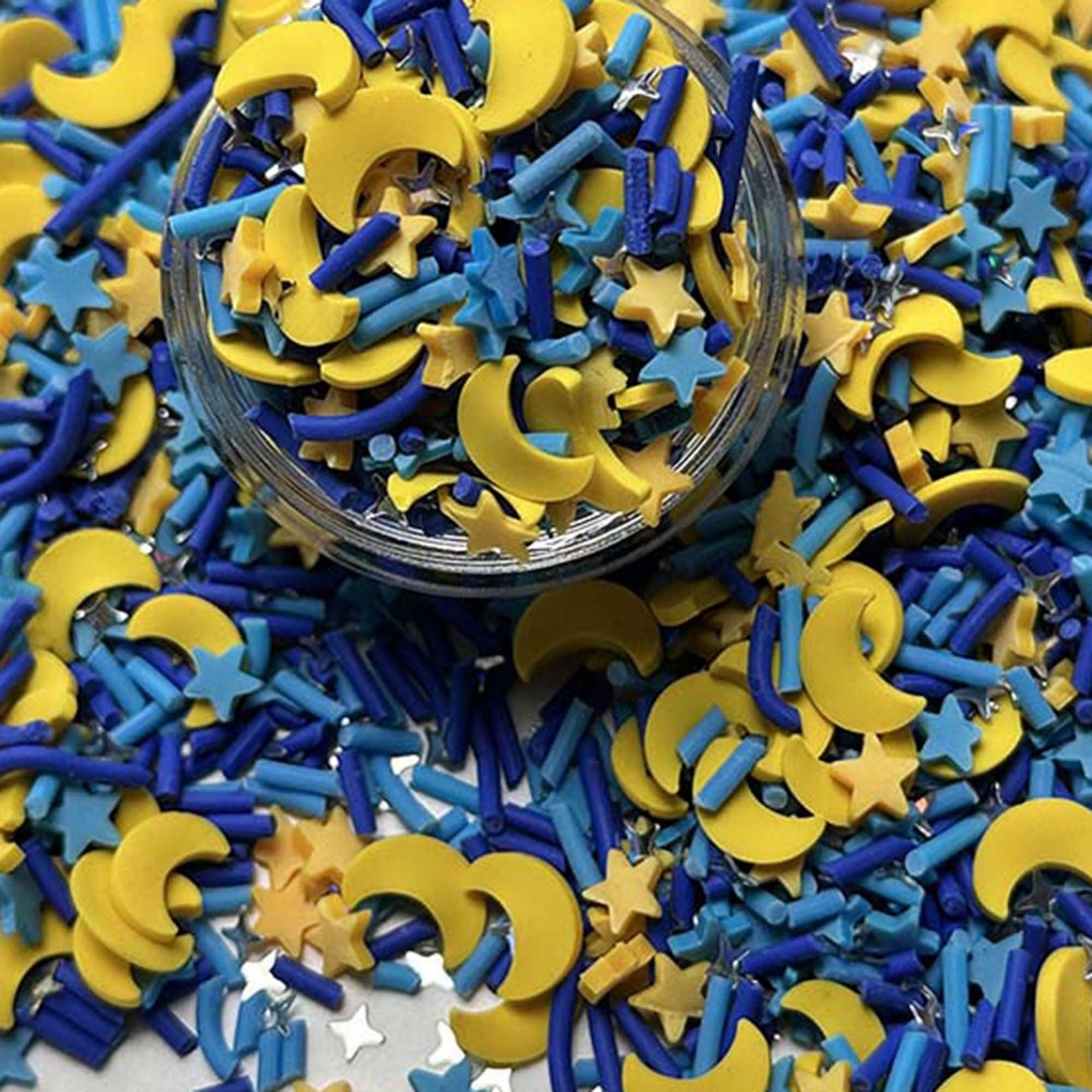 Moon and Stars Polymer Sprinkles Mix, Moon Stars Faux Sprinkles, Clay ...