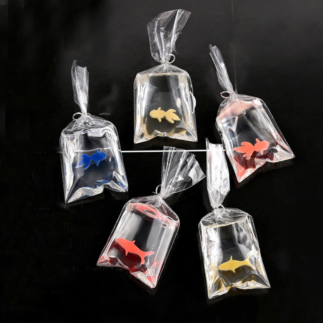 Carnival Goldfish in Bag Charm, Carnival Fish, Tropical Fish Cabochons ...