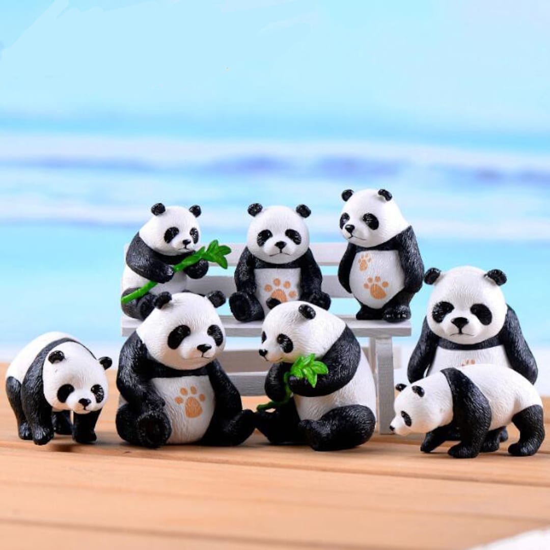 Miniature Panda Bear Animal Figurines, Mini Panda, Dollhouse Diorama ...