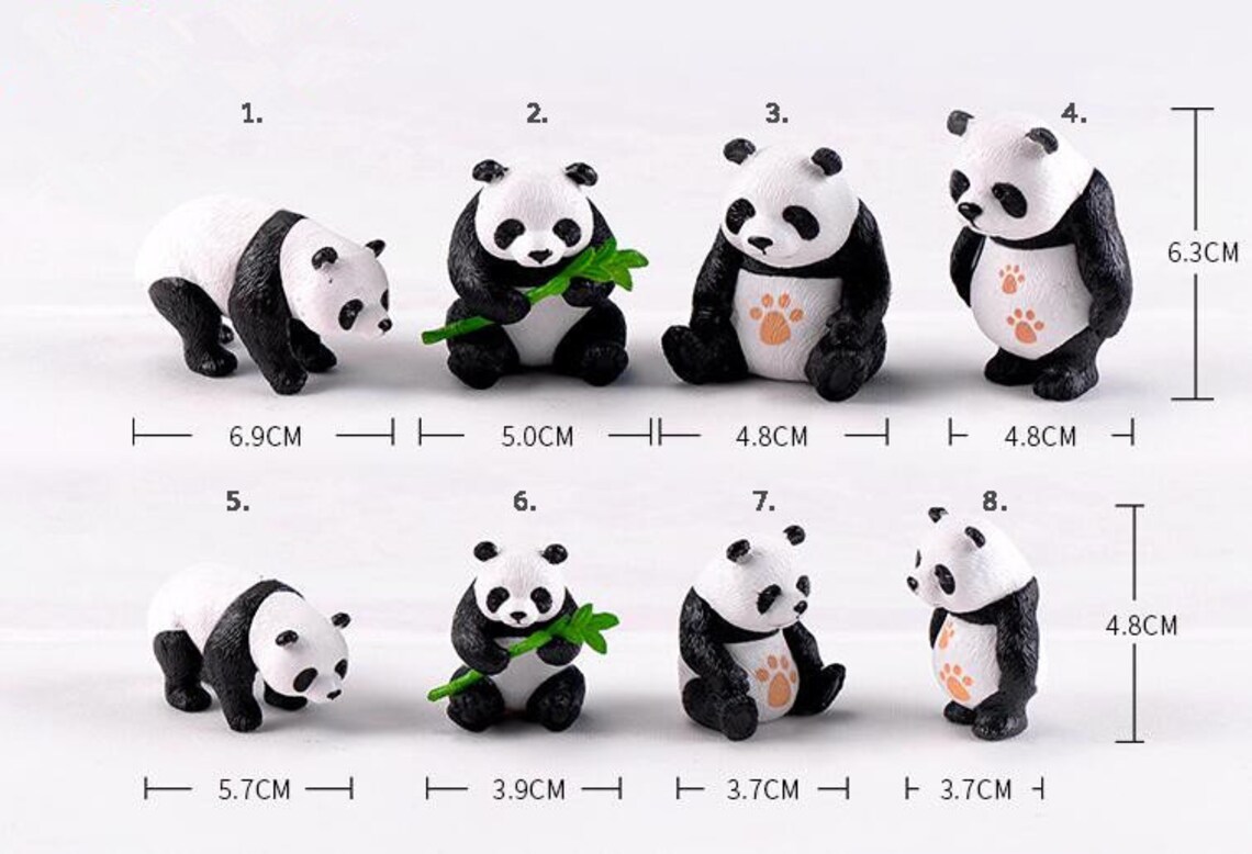 Miniature Panda Bear Animal Figurines, Mini Panda, Dollhouse Diorama ...