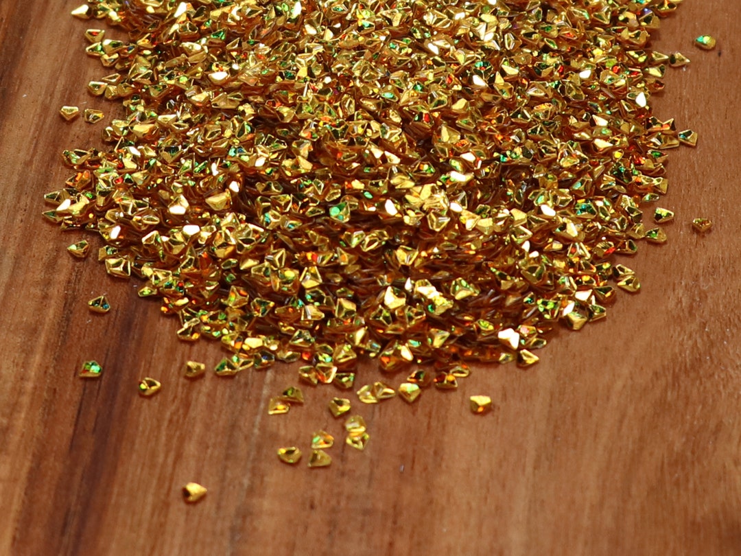 Gold Iridescent Triangle Shape Glitter, Diamond Pyramid Glitter, 3D ...