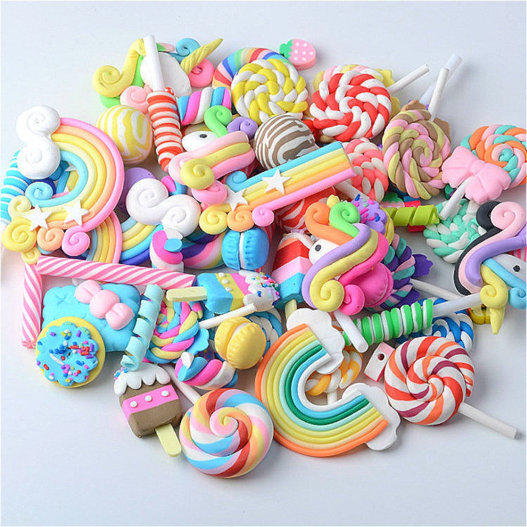 Assorted Resin Rainbow/candy/lollipop/food Cabochons Mix, Dollhouse ...