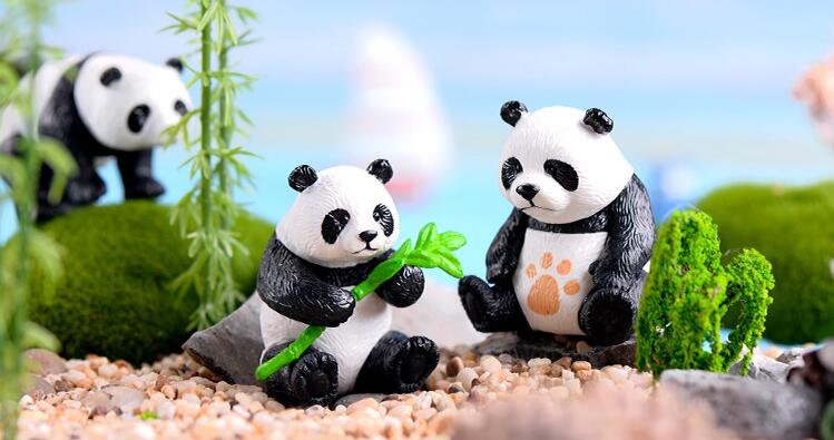 Miniature Panda Bear Animal Figurines, Mini Panda, Dollhouse Diorama ...