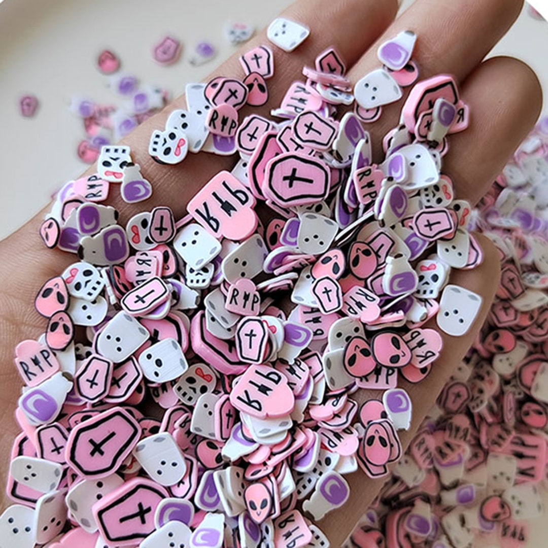Ghosts Pink Cute Halloween Polymer Sprinkles Mix, Spooky Faux Sprinkles ...