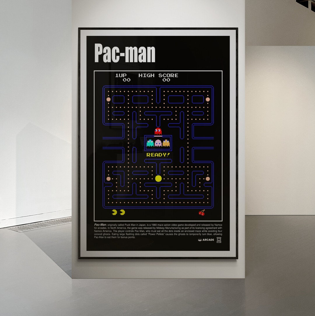Vintage Arcade Videogame Poster Pac-man - Downloadable File Resolution ...