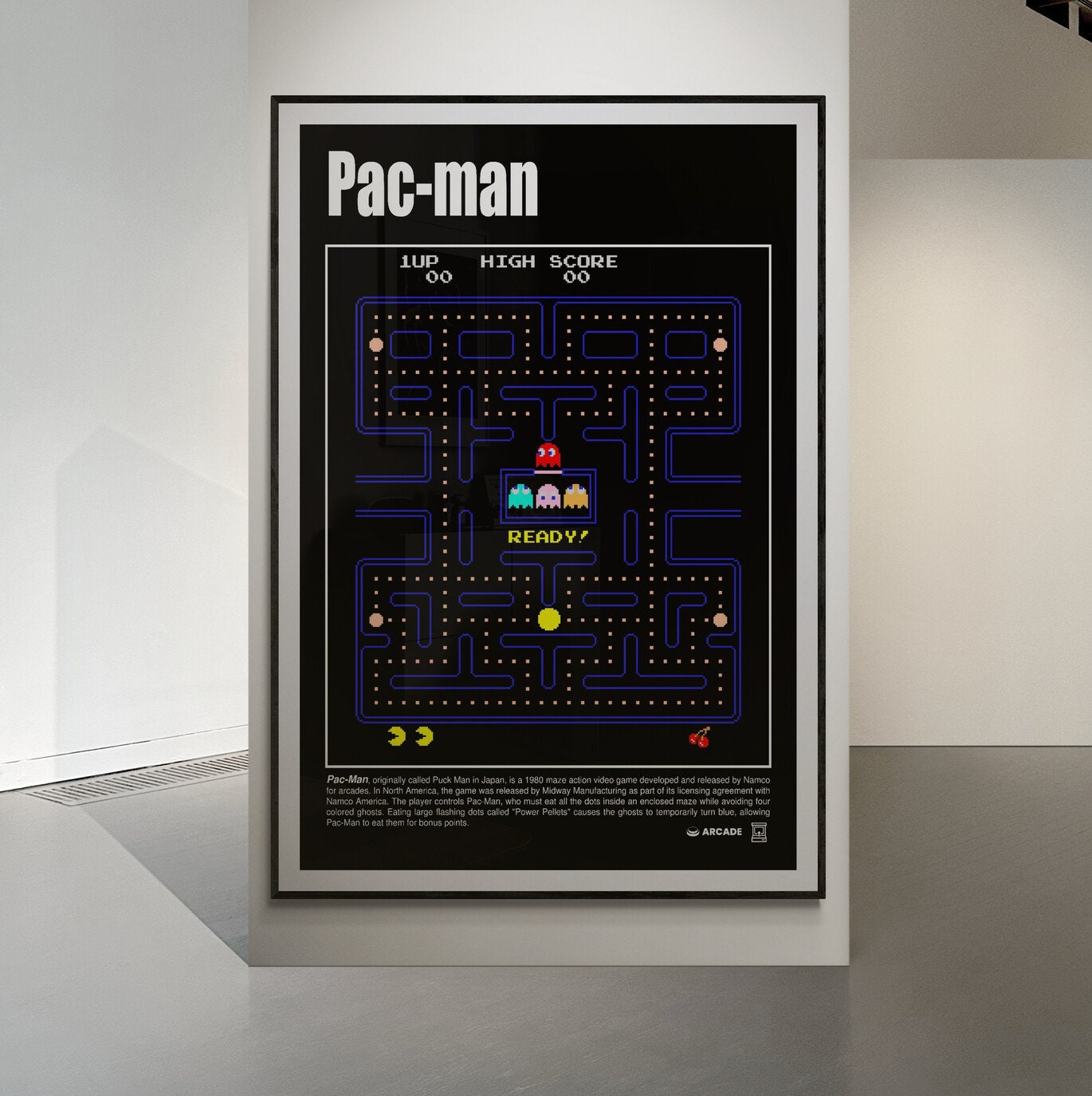 Vintage Arcade Videogame Poster Pac-man Downloadable File Resolution ...