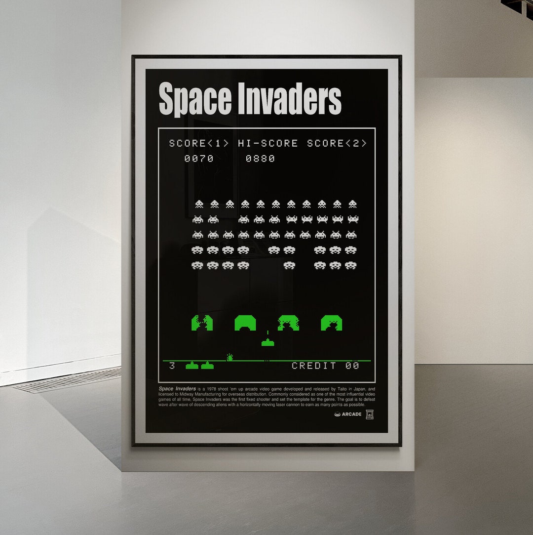 Space Invaders Vintage Arcade Video Game Poster Downloadable File ...