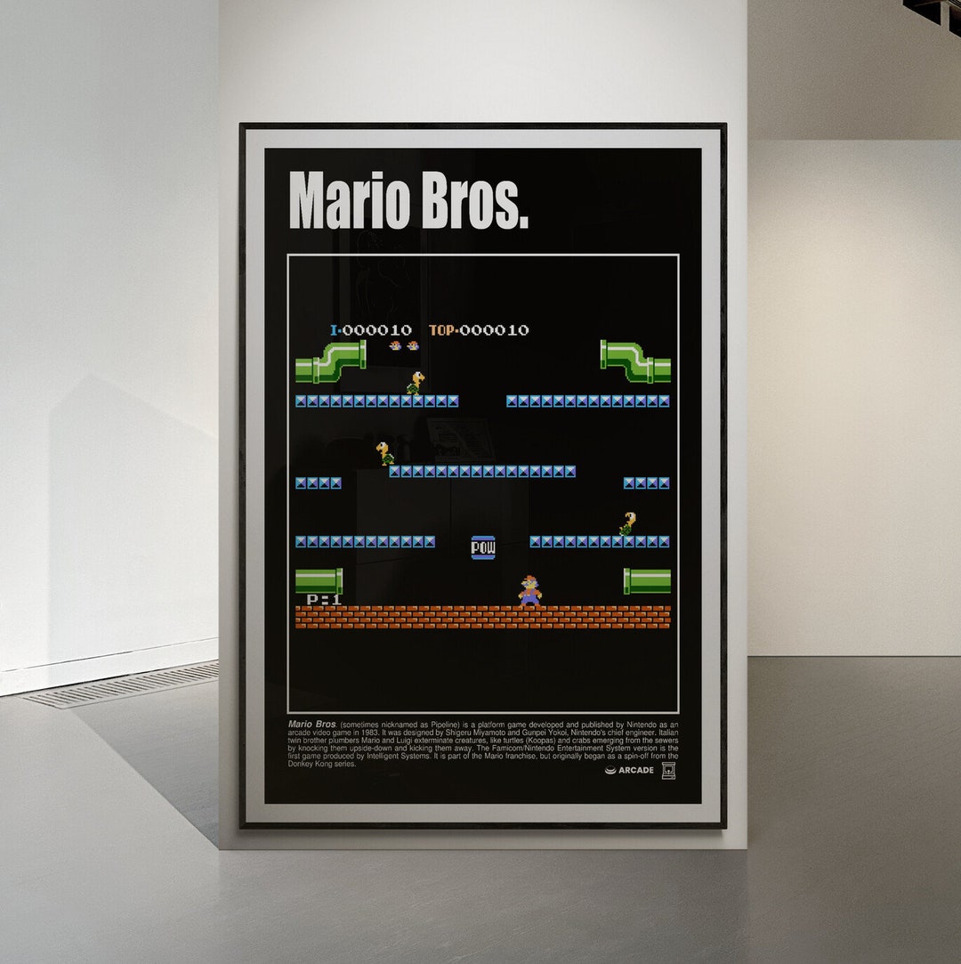 Vintage Arcade Video Game Poster Mario Bros 1983 Downloadable File ...