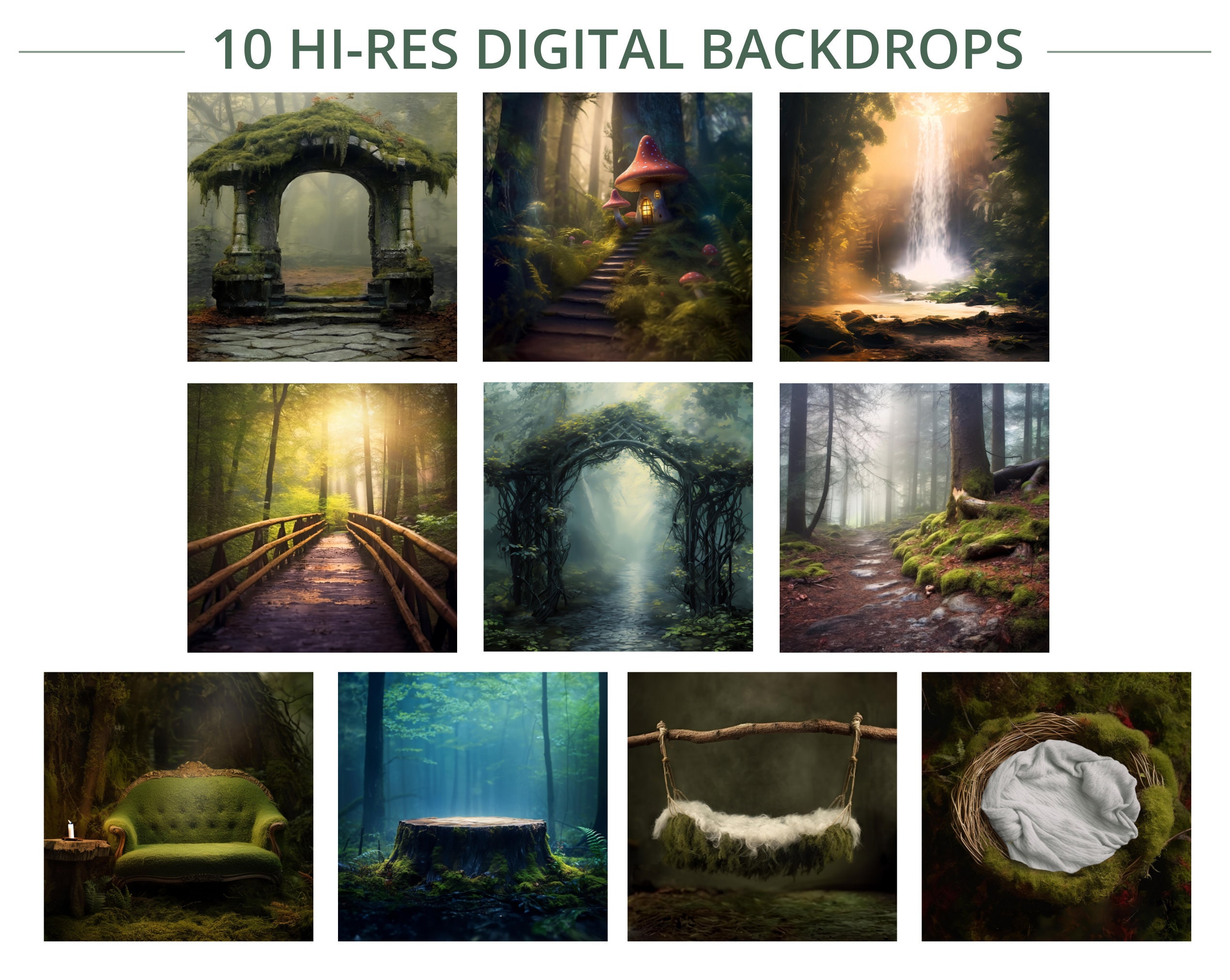 22 Enchanted Forest Digital Backdrops and Overlays | Composites for ...
