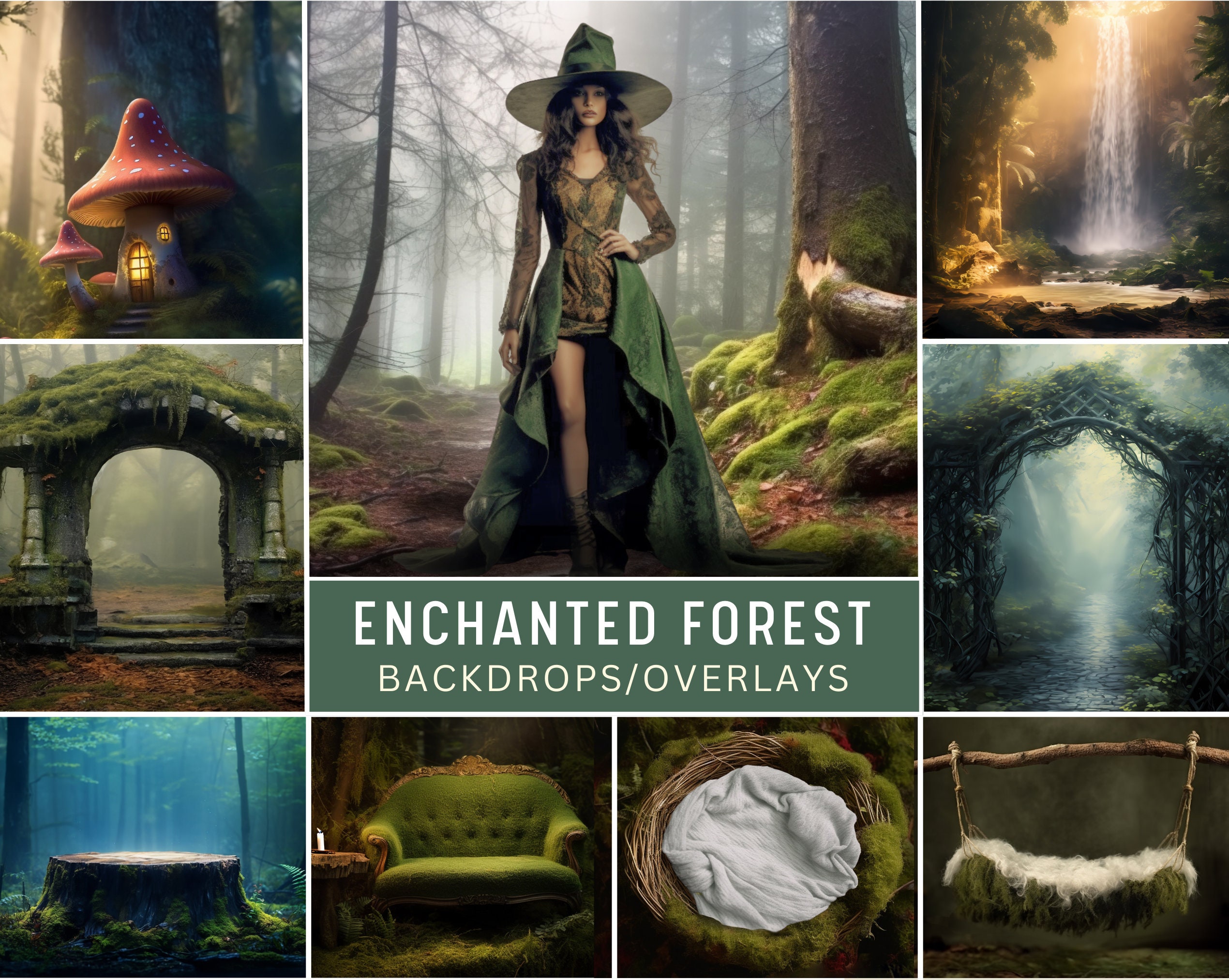 22 Enchanted Forest Digital Backdrops and Overlays | Composites for ...