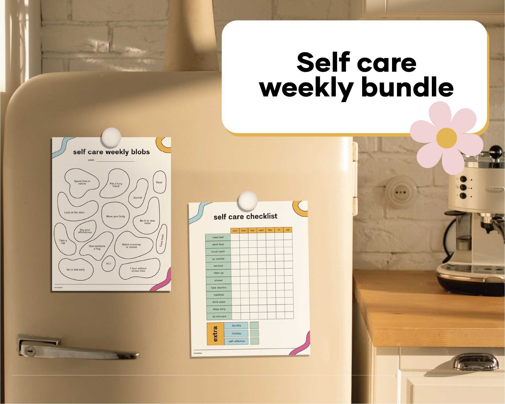 Self-care Bundle Printable PDF With Checklist and Blob Chart - Etsy