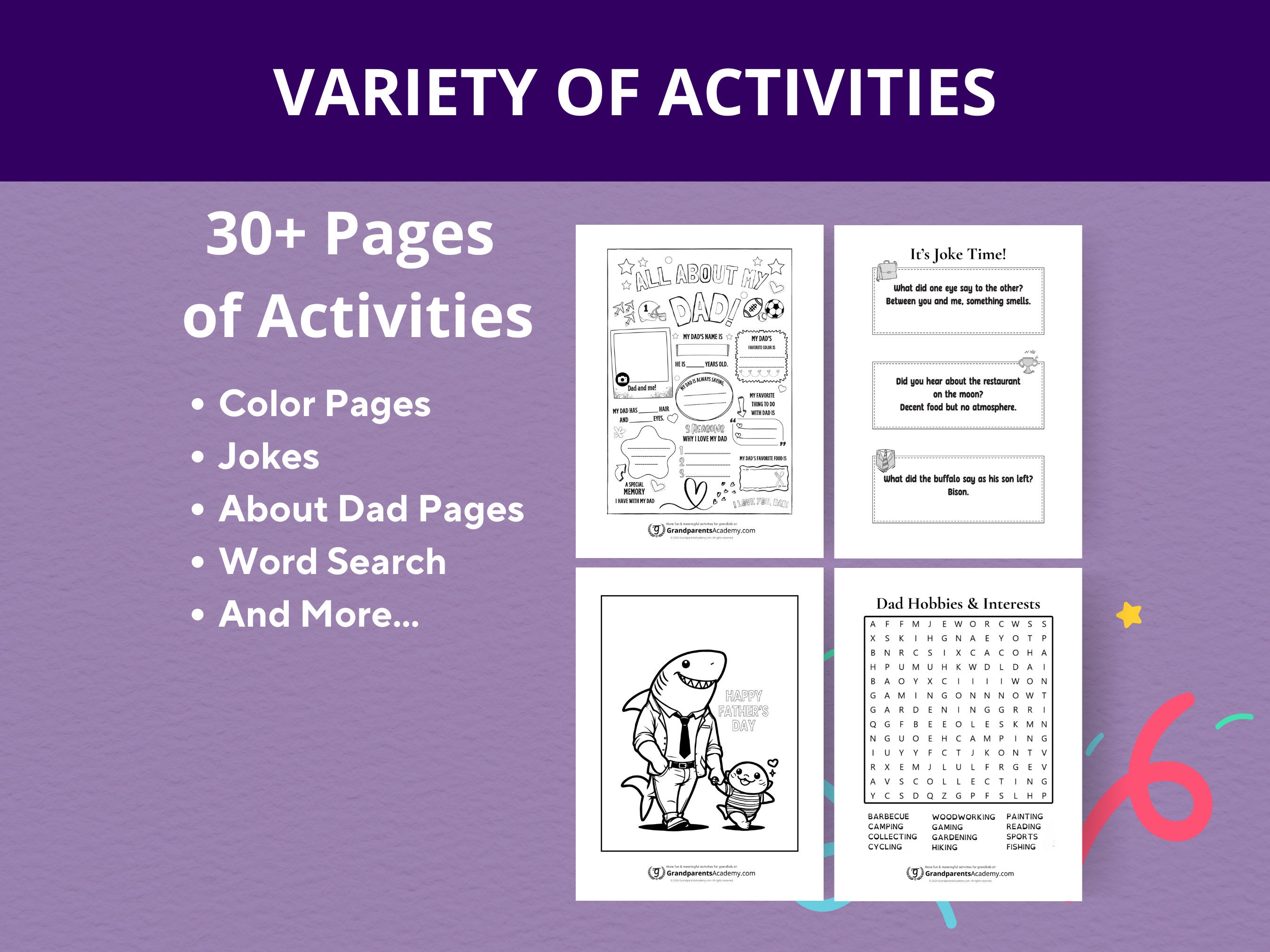 Father's Day Celebration Activity Pack for Grandchildren From Loving ...