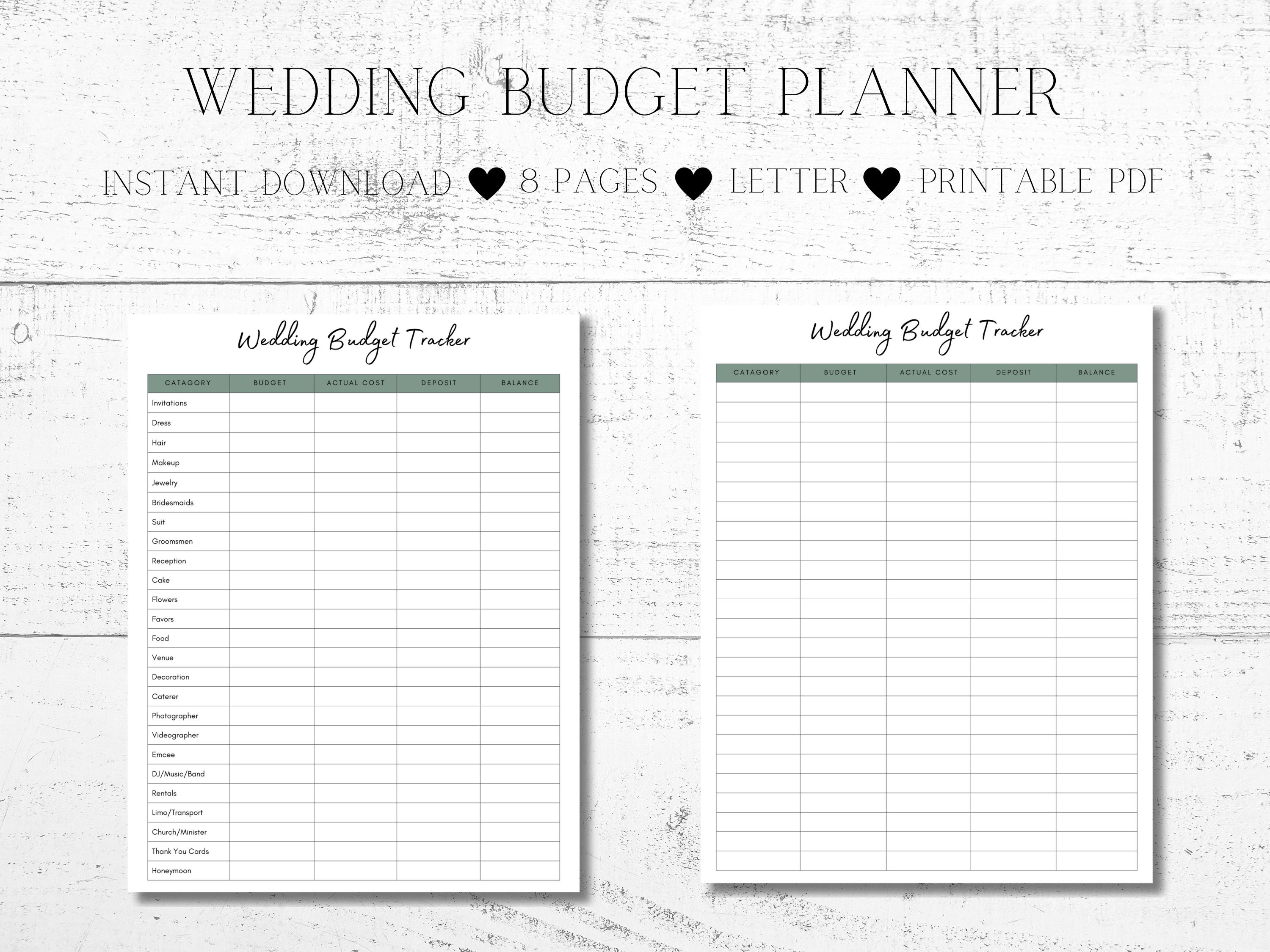 Wedding Budget Tracker Printable, Wedding Budget Tracker Template ...