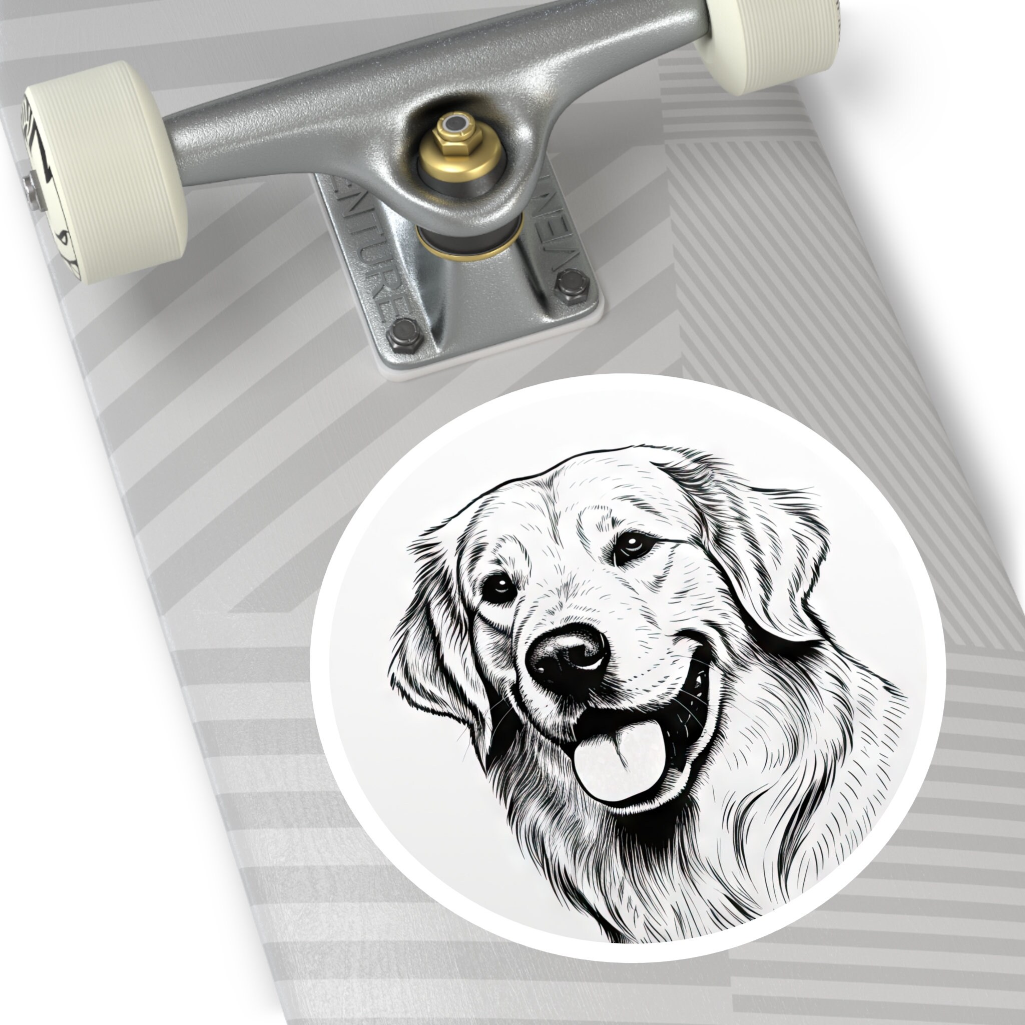 Golden Retriever Sticker, Circle Sticker Round Stickers, Indoor/outdoor ...