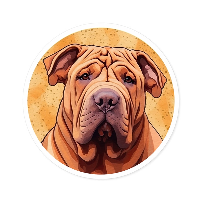 Shar-pei Sticker Circle Sticker Round Stickers - Etsy