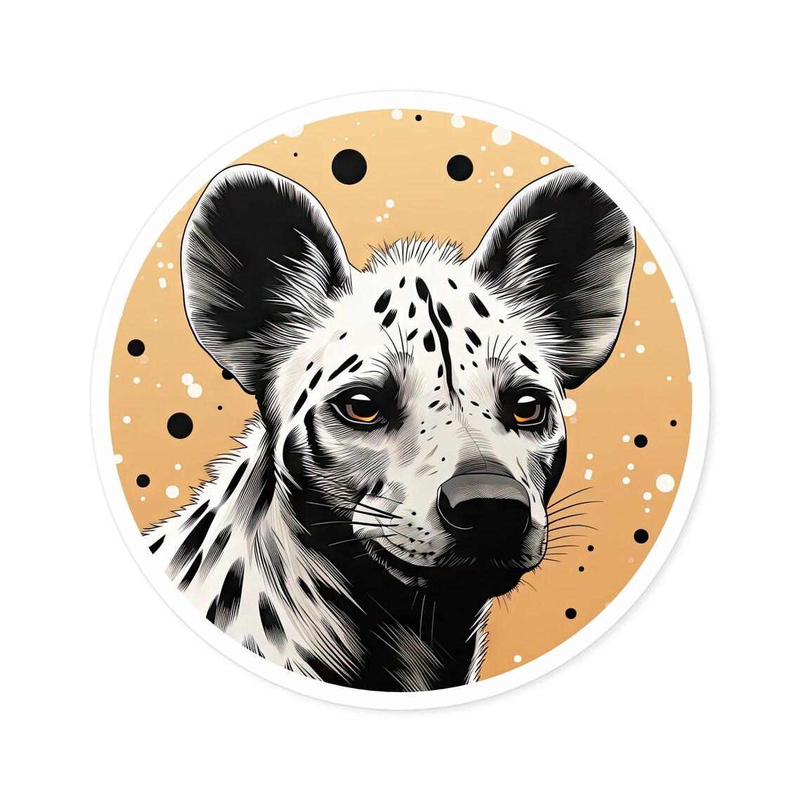 Hyena Sticker, Circle Sticker, Artistic, Animal Sticker, Animal Art ...