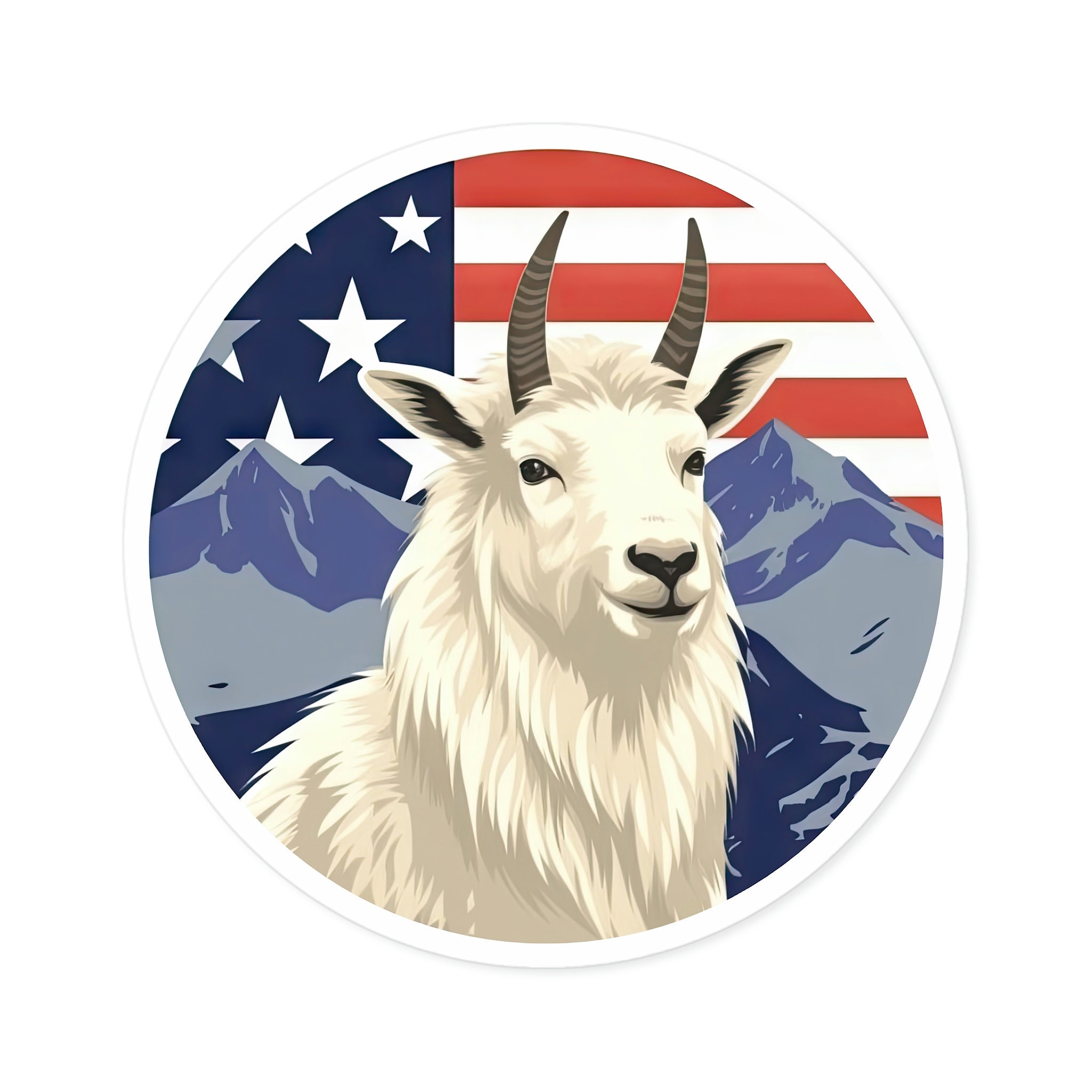 USA Mountain Goat Sticker, Circle Sticker Round Stickers, Indoor ...