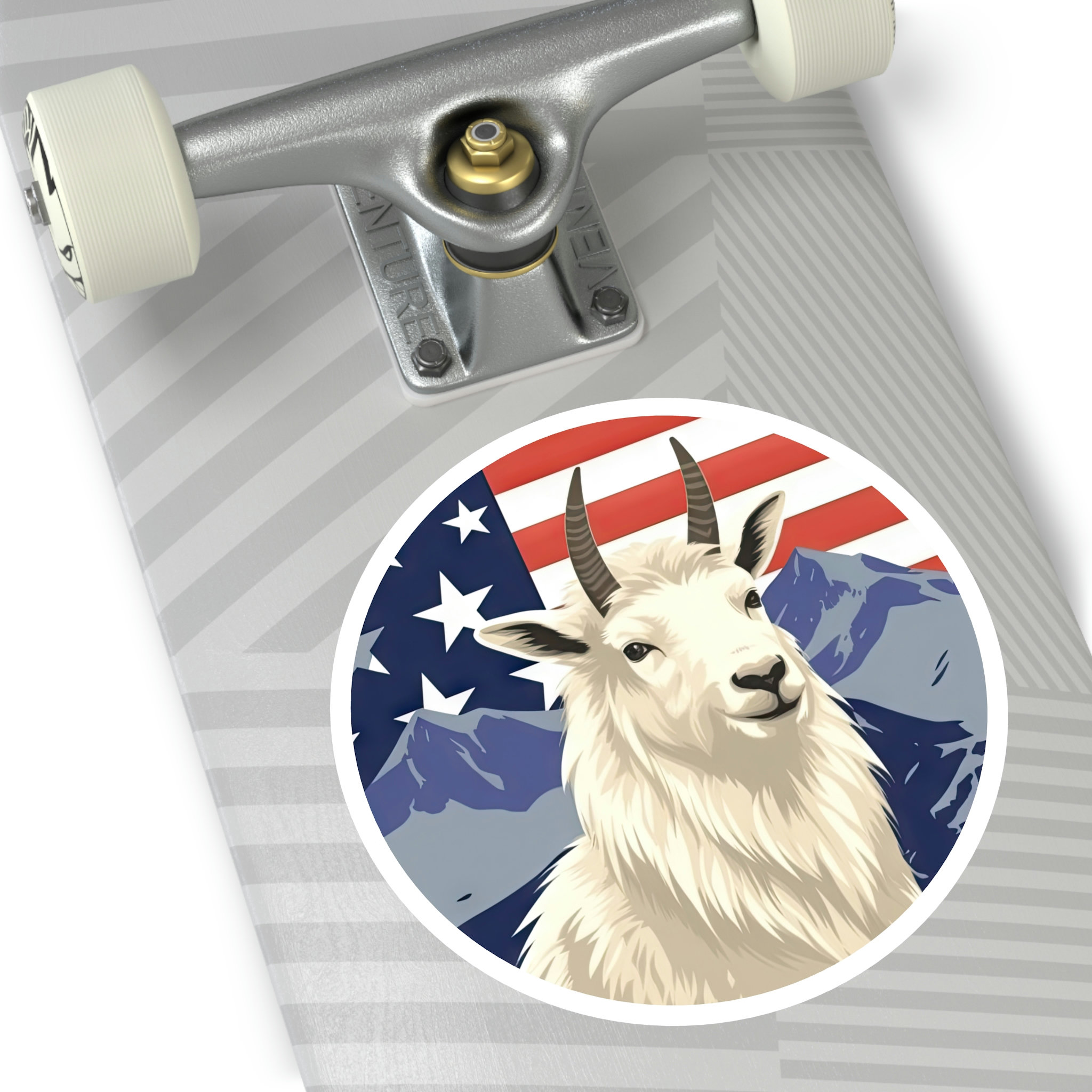 USA Mountain Goat Sticker, Circle Sticker Round Stickers, Indoor ...