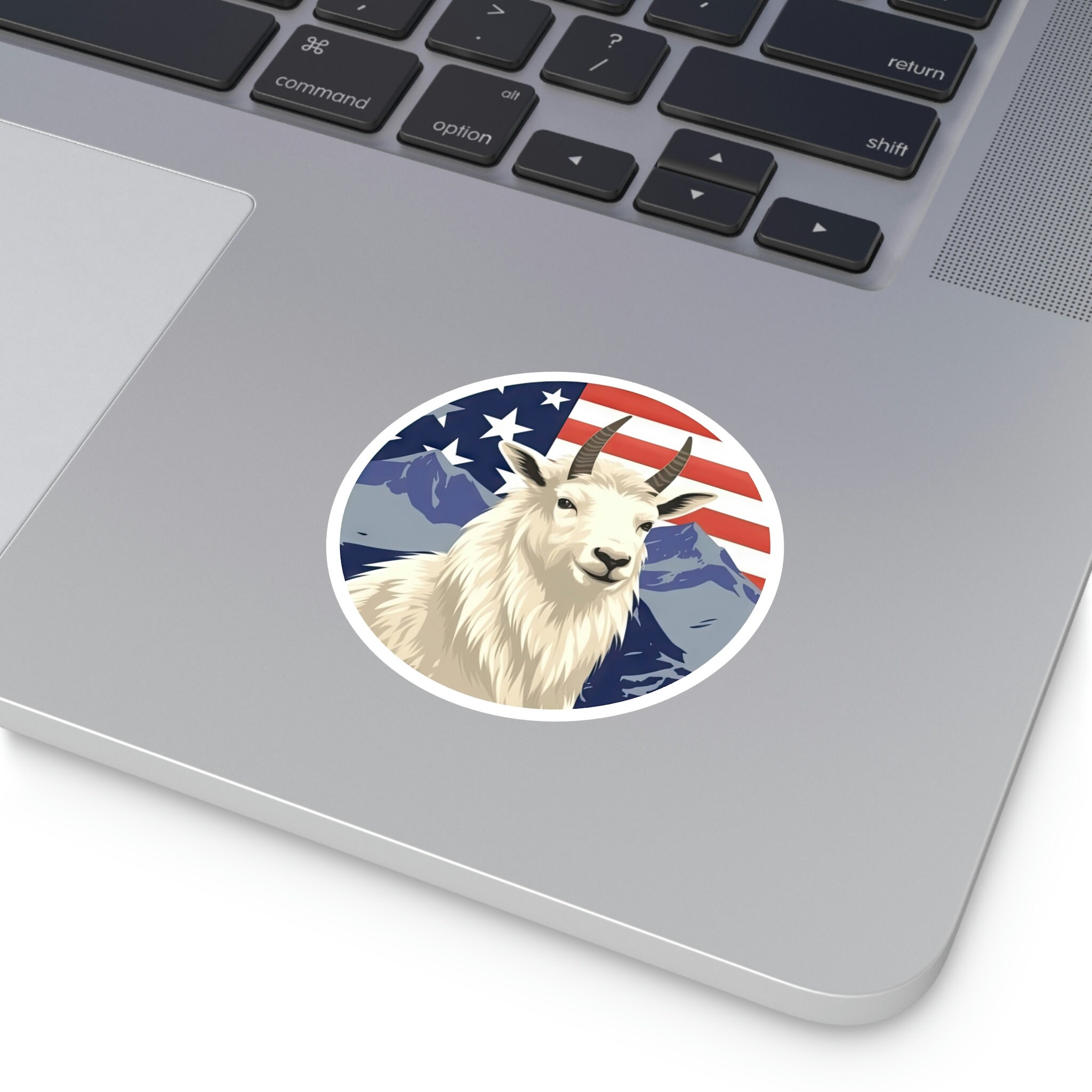 USA Mountain Goat Sticker, Circle Sticker Round Stickers, Indoor ...