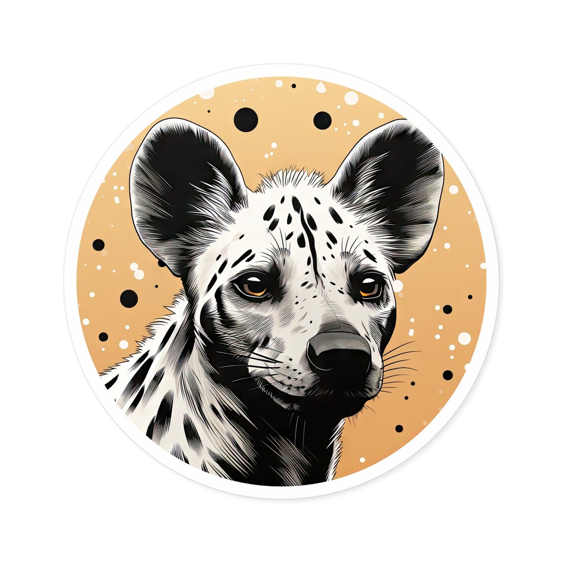 Hyena Sticker, Circle Sticker, Artistic, Animal Sticker, Animal Art ...