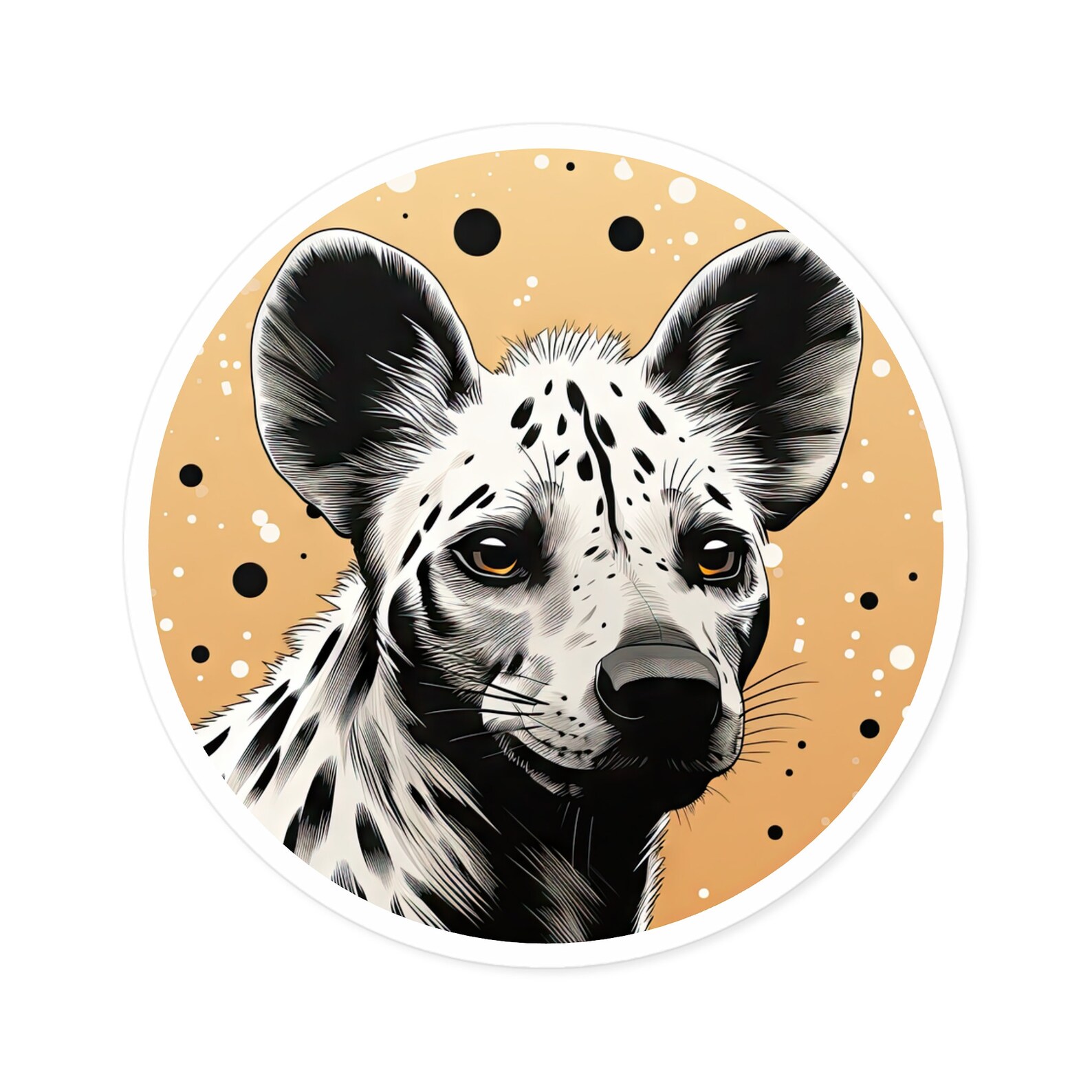 Hyena Sticker, Circle Sticker, Artistic, Animal Sticker, Animal Art ...