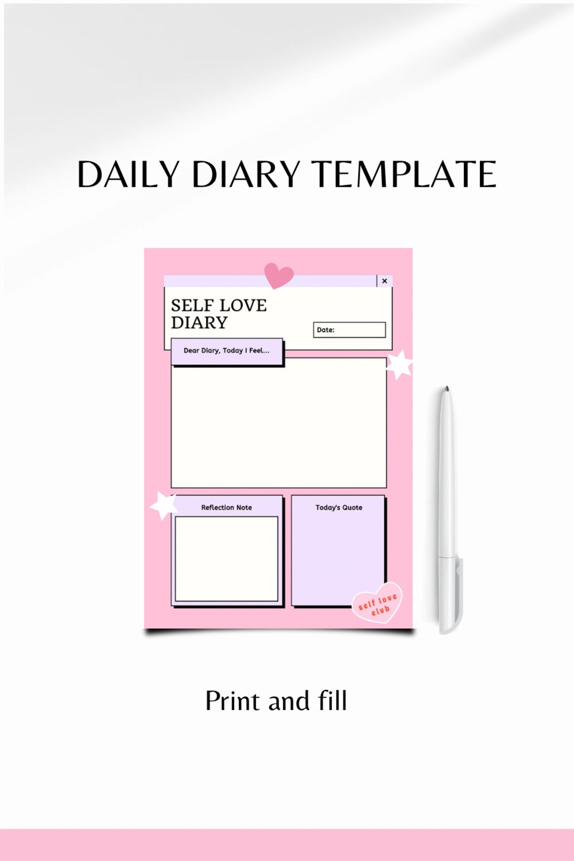 Self Love Printable, Self Love Diary, Self Love Template, Printable ...