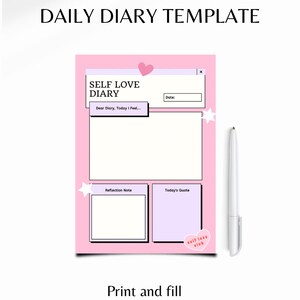 Self Love Printable, Self Love Diary, Self Love Template, Printable ...