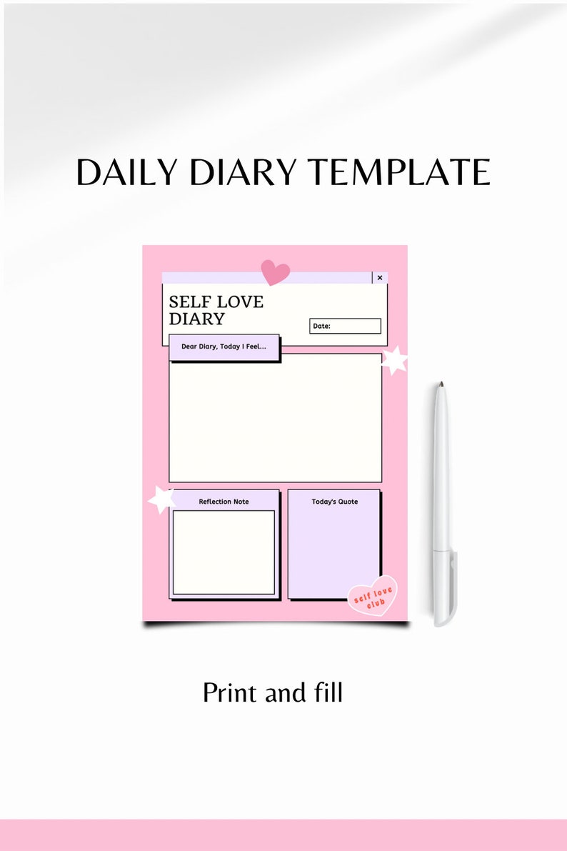 Self Love Printable Self Love Diary Self Love Template - Etsy