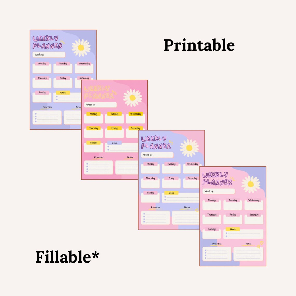 Printable Planner, Printable Sheets, Digital, Printouts, Diaries ...