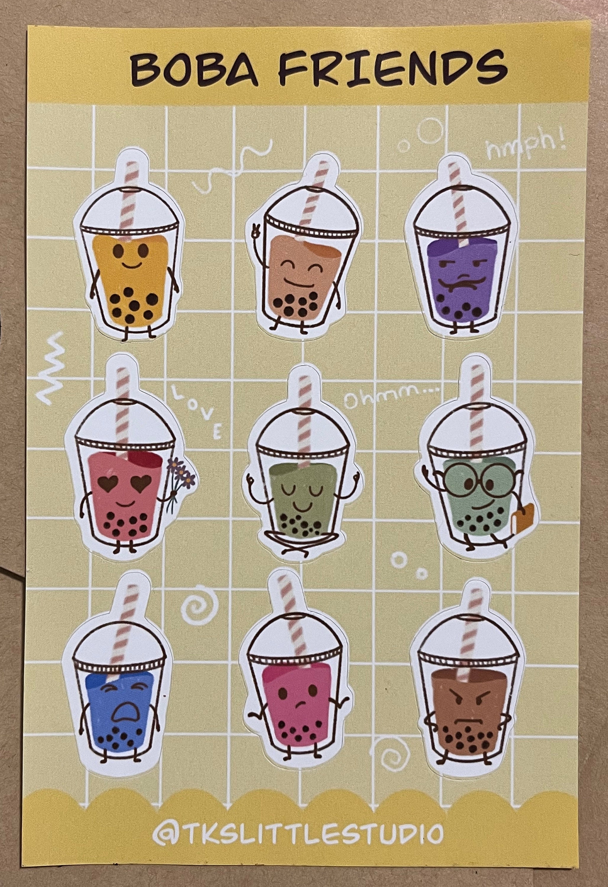Bubble Tea Sticker Sheet boba Friends Milk Tea Characters - Etsy