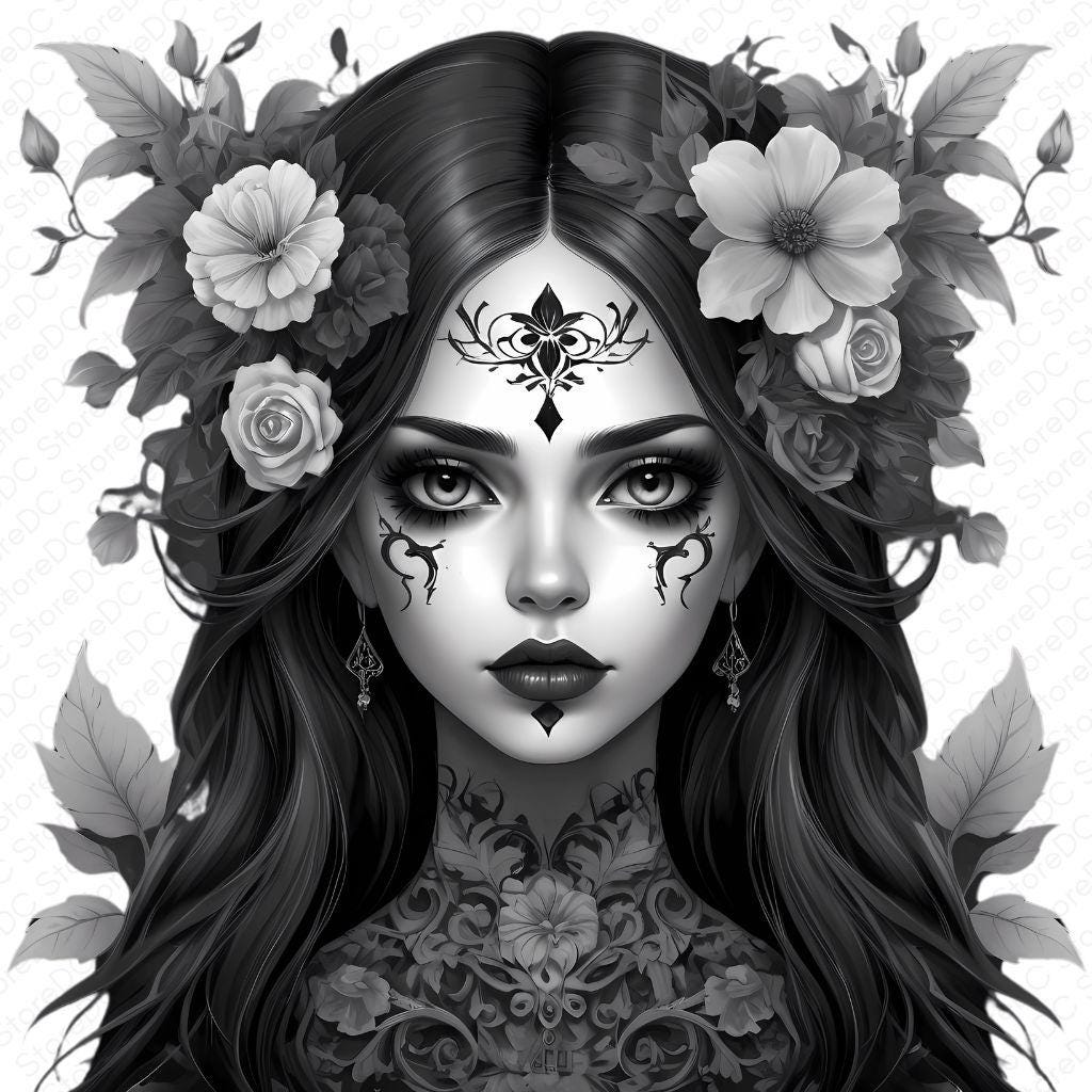 Gothic Female Face Clipart - 33 PNG, Digital Download, Gothic ...