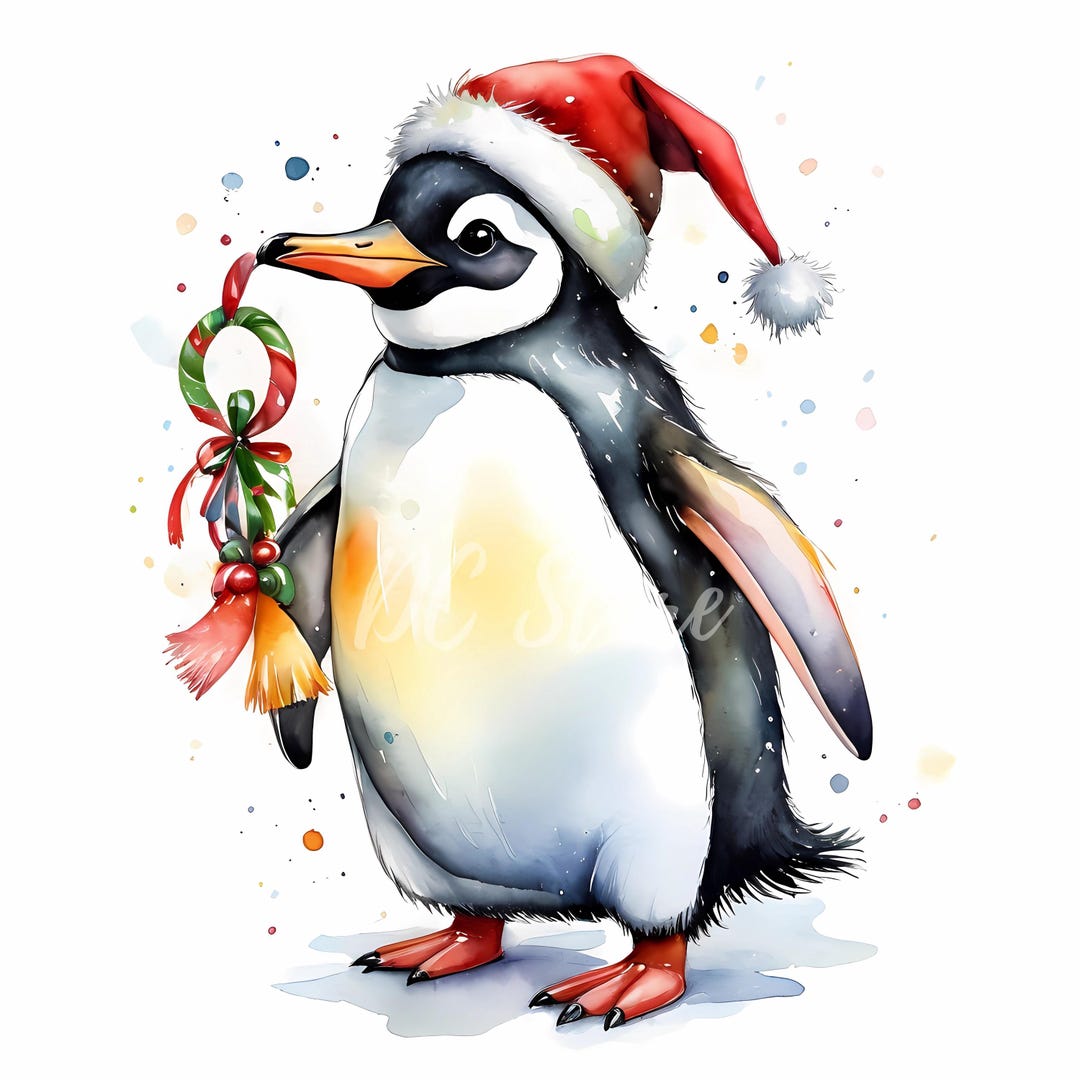 Christmas Penguin Clipart 12 Jpg Clip Art, Commercial Use, Digital ...