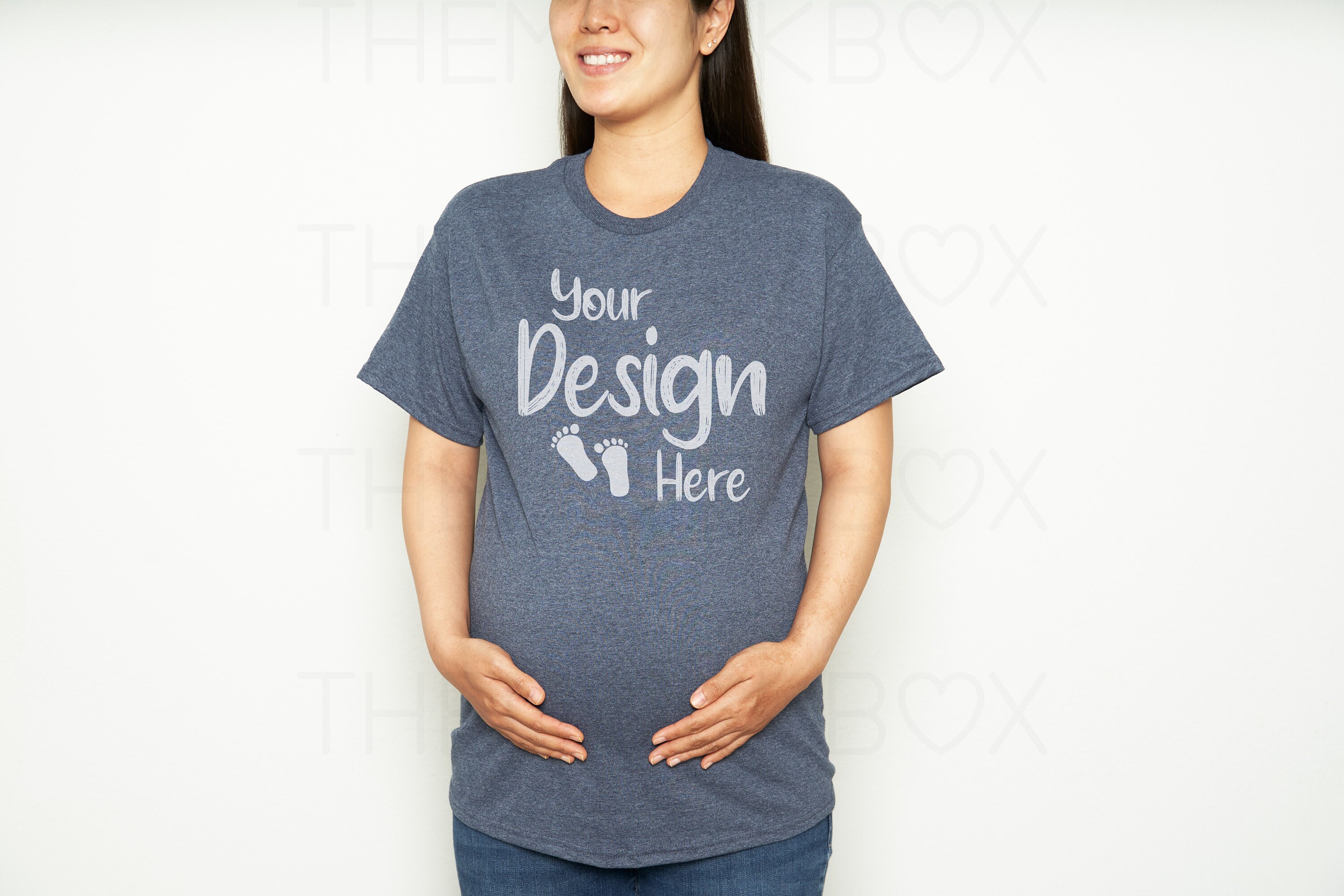 Maternity Mockup Gildan 5000 Mockup Gildan Heather Navy Mockup ...