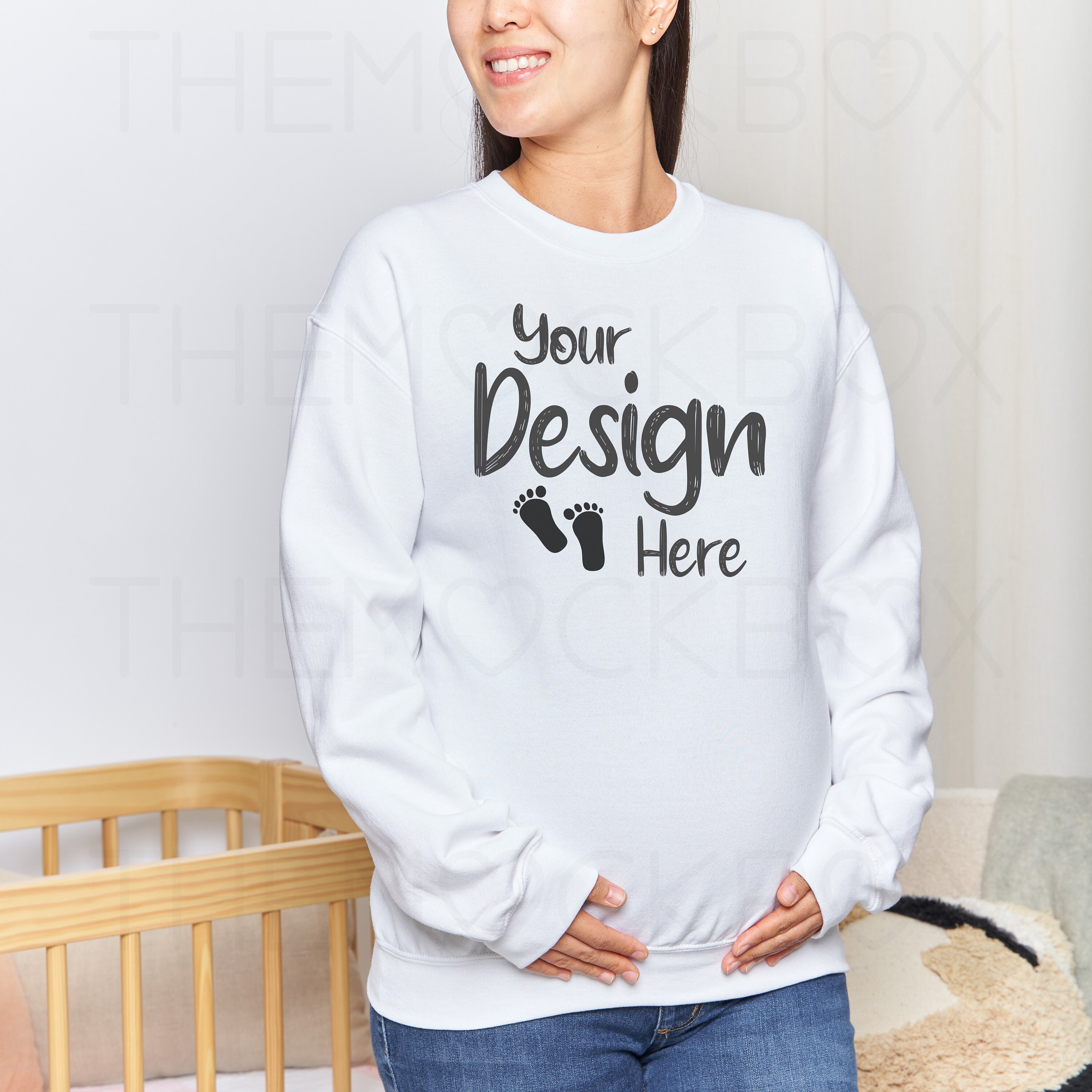 Maternity Mockup Gildan 18000 Mockup Gildan White Mockup Pregnancy ...