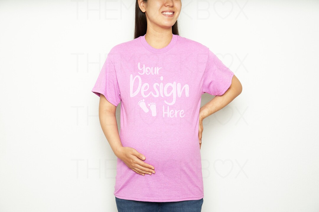Maternity Mockup Gildan 5000 Mockup Gildan Heather Orchid Mockup ...